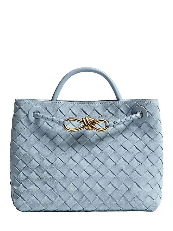 Bottega Veneta Andiamo Intrecciato Leather Top Handle Bag - Basalt