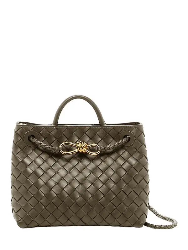 Bottega Veneta Andiamo Intrecciato Leather Top Handle Bag - Green/green