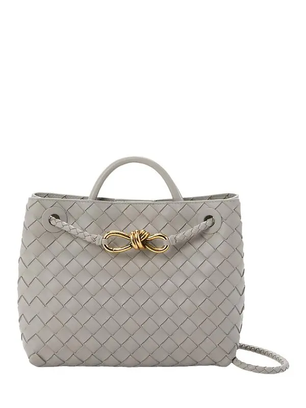 Bottega Veneta Andiamo Intrecciato Leather Top Handle Bag - Sterling/brass