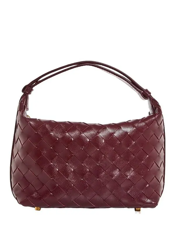 Bottega Veneta Mini Wallace Intrecciato Top Handle Bag - Barolo/gold