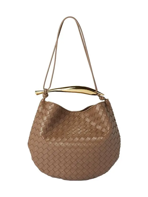 Bottega Veneta Medium Intrecciato Leather Sardine Shoulder Bag - Taupe/gold