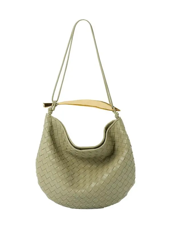 Bottega Veneta Medium Intrecciato Leather Sardine Shoulder Bag - Travertine/brass