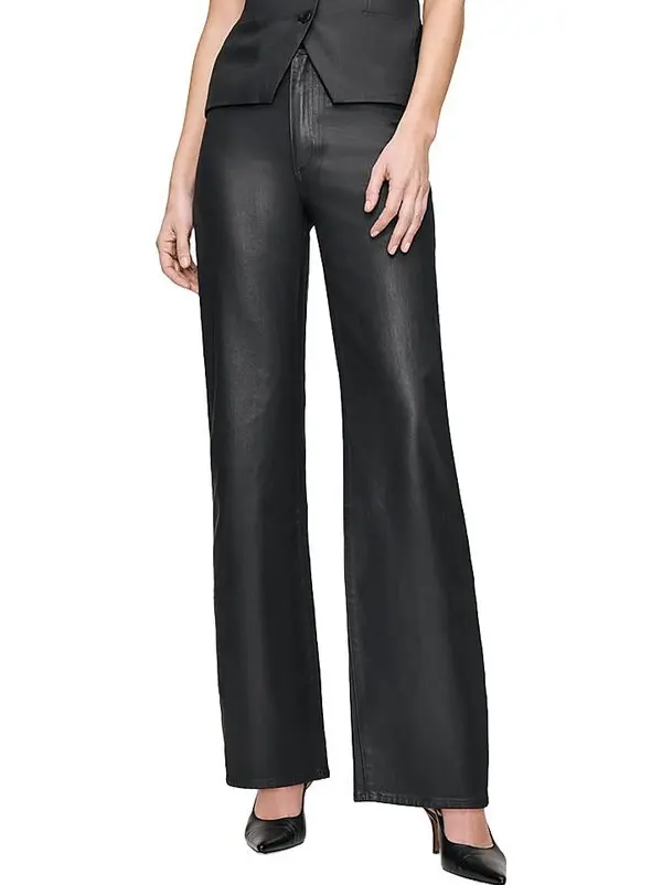DL1961 Karmine Sculptsystem Refined Wide Leg Jeans - Black Coated