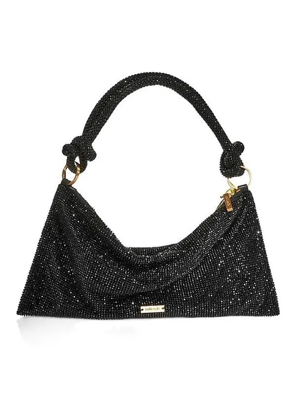Cult Gaia Hera Nano Rhinestone Shoulder Bag - Black/gold