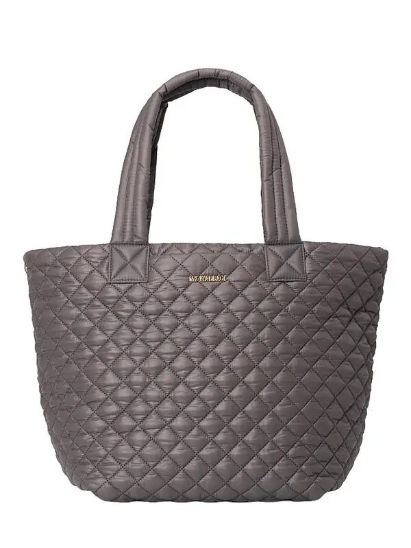 Mz Wallace Medium Metro Tote Deluxe Quilted Nylon And Leather Trim - Magnet Gray