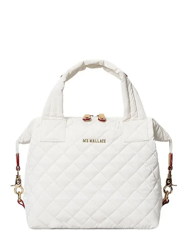 Mz Wallace Small Sutton Deluxe Top Handle Bag - Chalk Liquid/gold