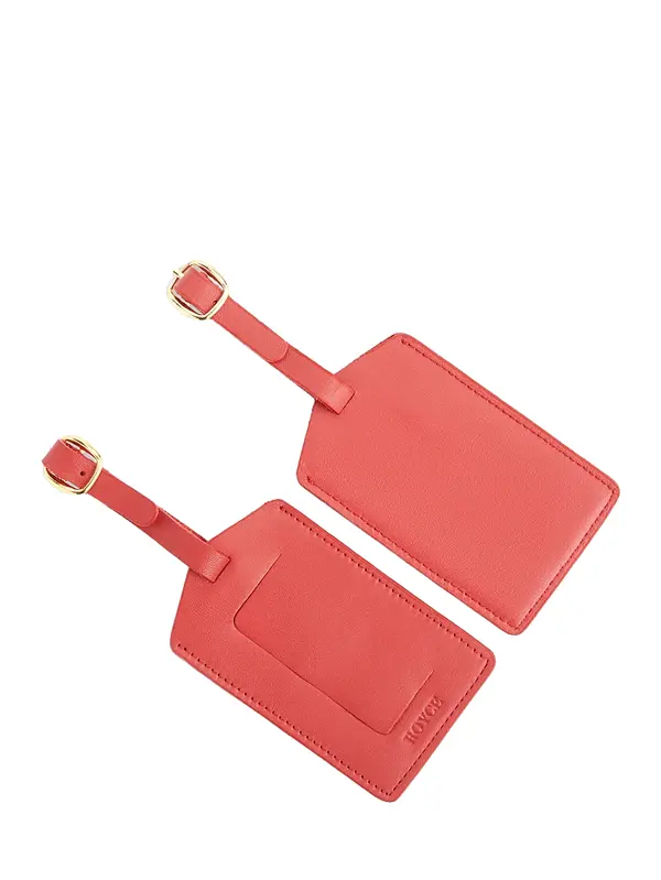 ROYCE NEW YORK Leather Luggage Tag - Red