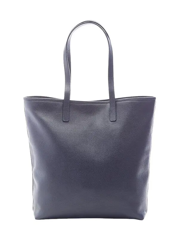 ROYCE NEW YORK Pebble Grain Leather Tall Tote - Navy Blue