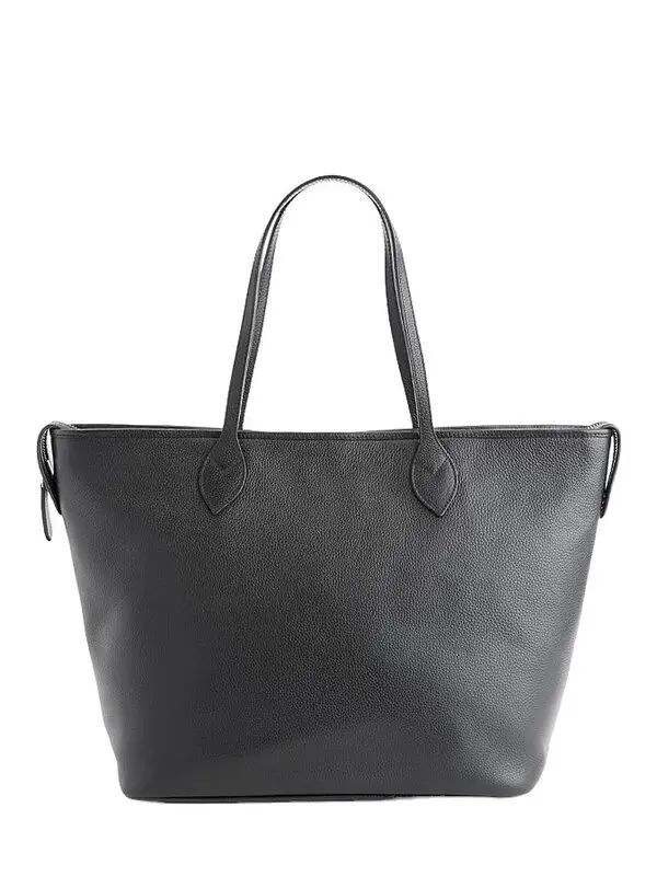 ROYCE NEW YORK Pebble Grain Leather Wide Tote - Black