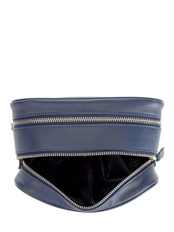 ROYCE NEW YORK Leather Toiletry Bag - Navy Blue