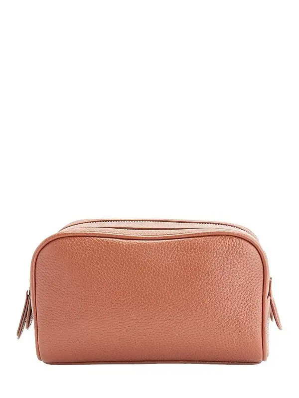 ROYCE NEW YORK Leather Toiletry Bag - Tan