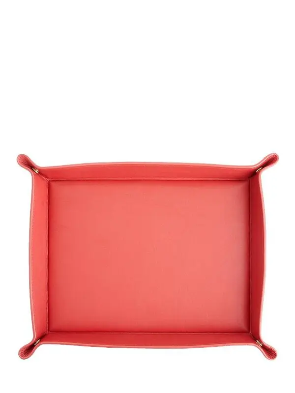 ROYCE NEW YORK Large Leather Catchall Valet Tray - Red