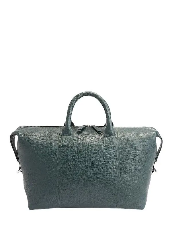 ROYCE NEW YORK Leather Weekender Duffel Bag - Dark Green