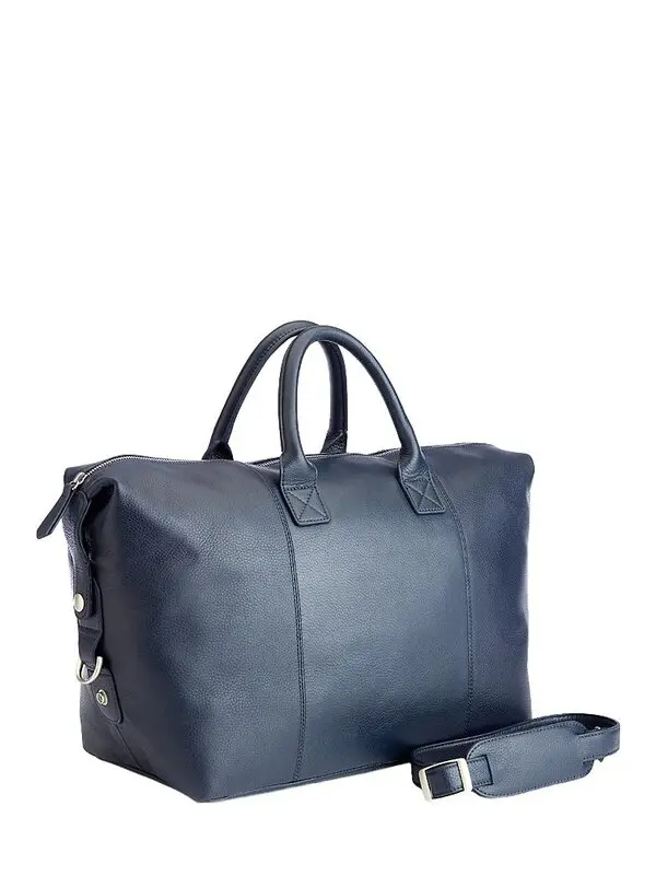 ROYCE NEW YORK Leather Weekender Duffel Bag - Navy Blue