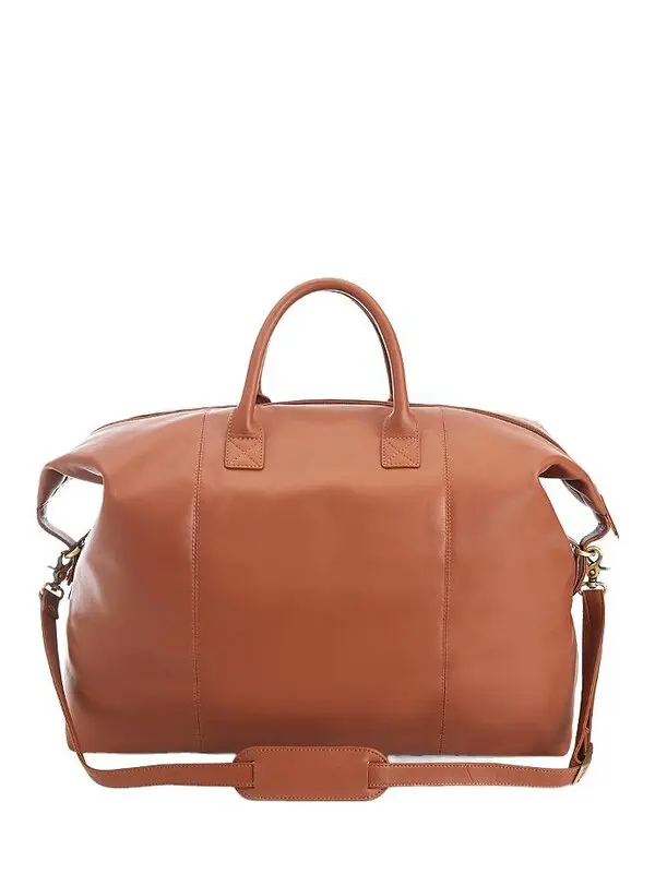 ROYCE NEW YORK Leather Weekender Duffel Bag - Tan