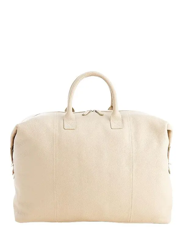 ROYCE NEW YORK Leather Weekender Duffel Bag - Taupe