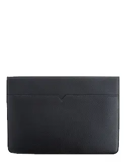 ROYCE NEW YORK Pebble Grain Leather Laptop Sleeve - Black