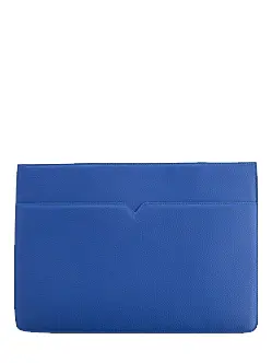 ROYCE NEW YORK Pebble Grain Leather Laptop Sleeve - Cobalt Blue