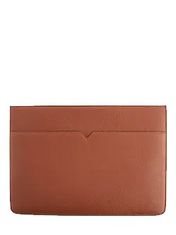 ROYCE NEW YORK Pebble Grain Leather Laptop Sleeve - Tan