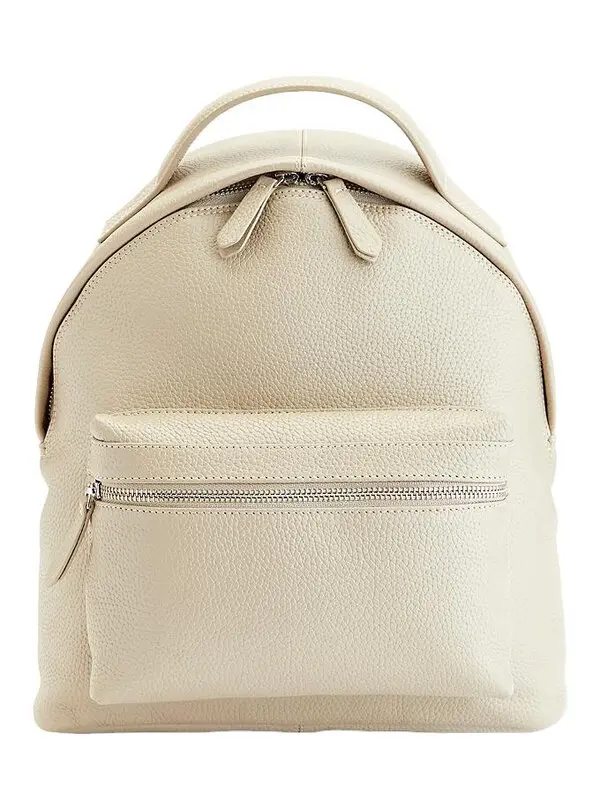 ROYCE NEW YORK Compact Leather Travel Backpack - Taupe