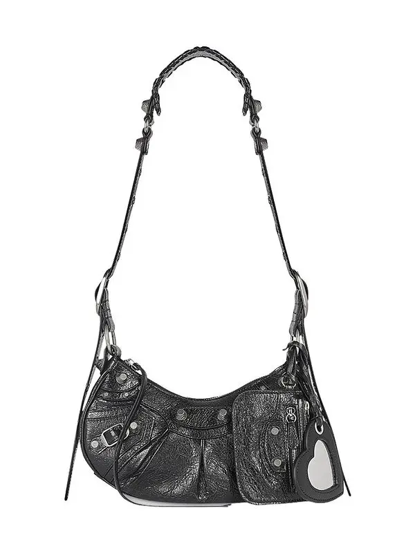 Balenciaga Le Cagole Xs Shoulder Bag With Leopard Print - Black/gunmetal