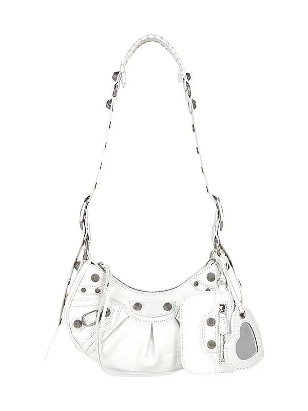 Balenciaga Le Cagole Xs Shoulder Bag With Leopard Print - Optic White/silver