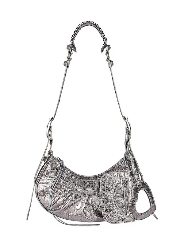Balenciaga Le Cagole Xs Shoulder Bag With Leopard Print - Silver/silver