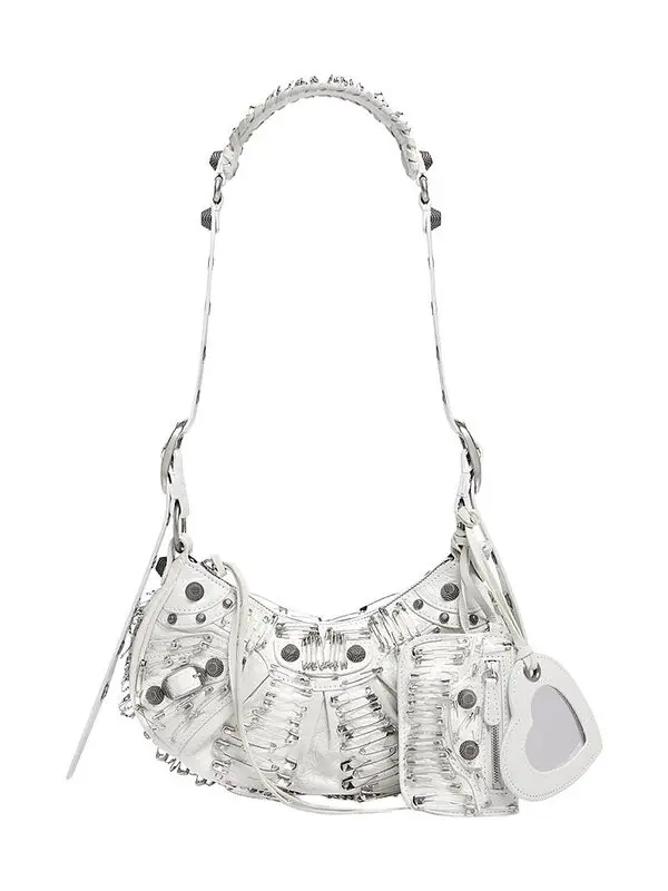 Balenciaga Le Cagole Xs Shoulder Bag With Safety Pins - Optic White