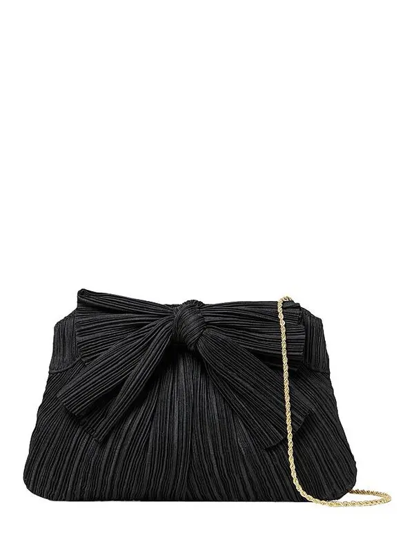 LOEFFLER RANDALL Rayne Pleated Bow Clutch - Black/silver