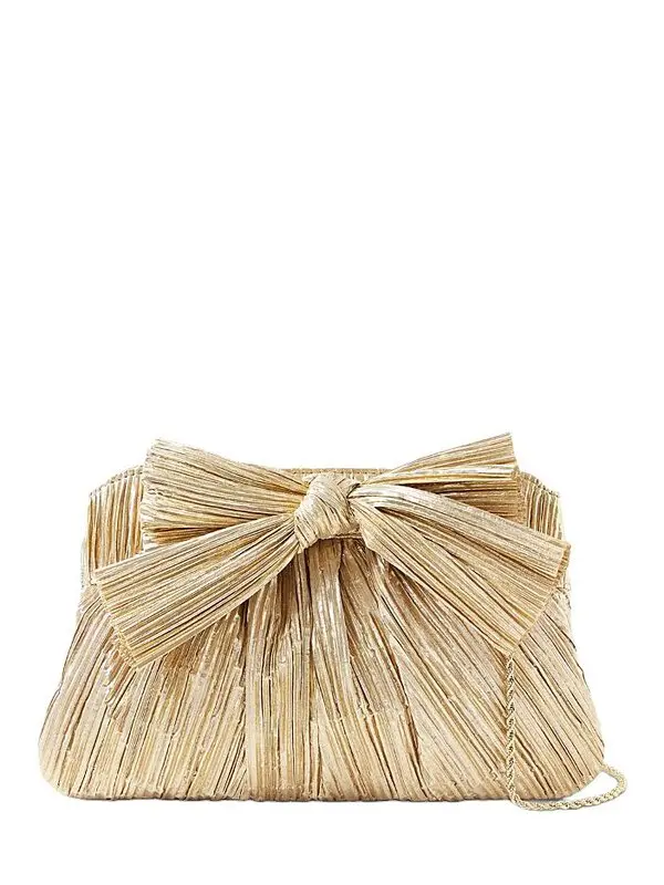 LOEFFLER RANDALL Rayne Pleated Bow Clutch - Gold/gold