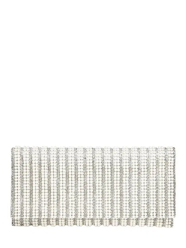 Aqua Small Beaded Clutch Exclusive - White