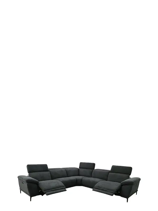Bloomingdale'S Aprile Leather Reclining Sectional Sofa - Blt- Charcoal