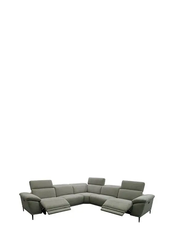 Bloomingdale'S Aprile Leather Reclining Sectional Sofa - Blt- Silver