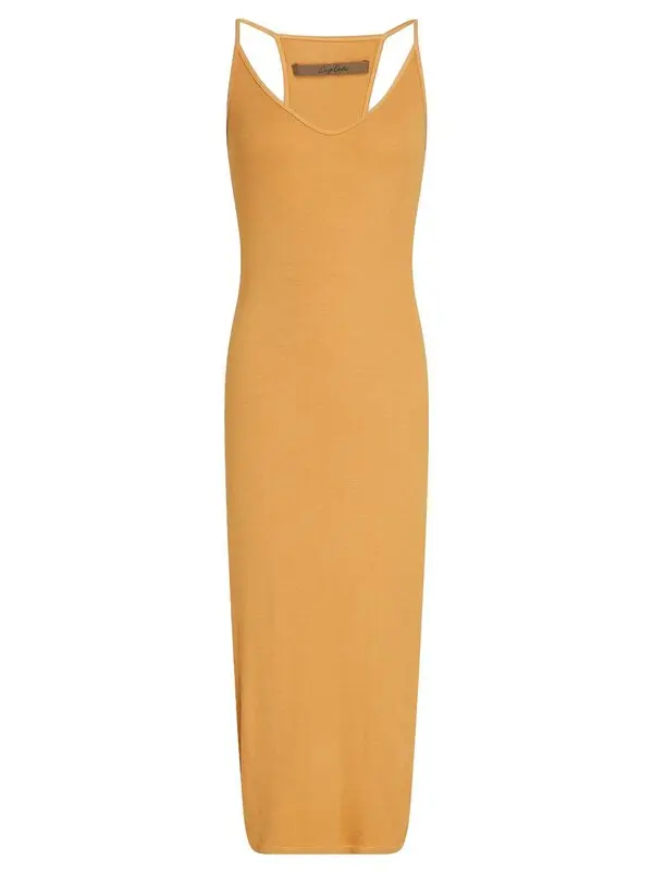 Enza Costa Ribbed Jersey Midi Dress - Mustard