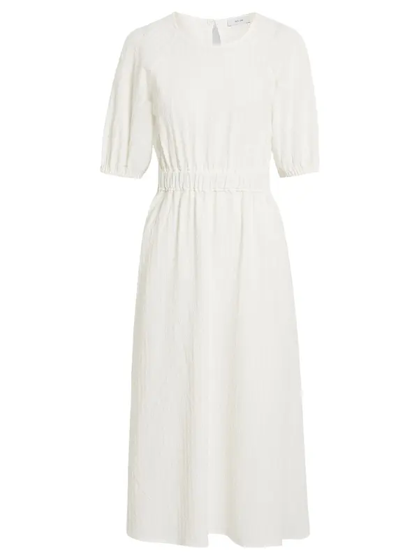 Iris & Ink Corinne Cotton-blend Jacquard Midi Dress - Ivory