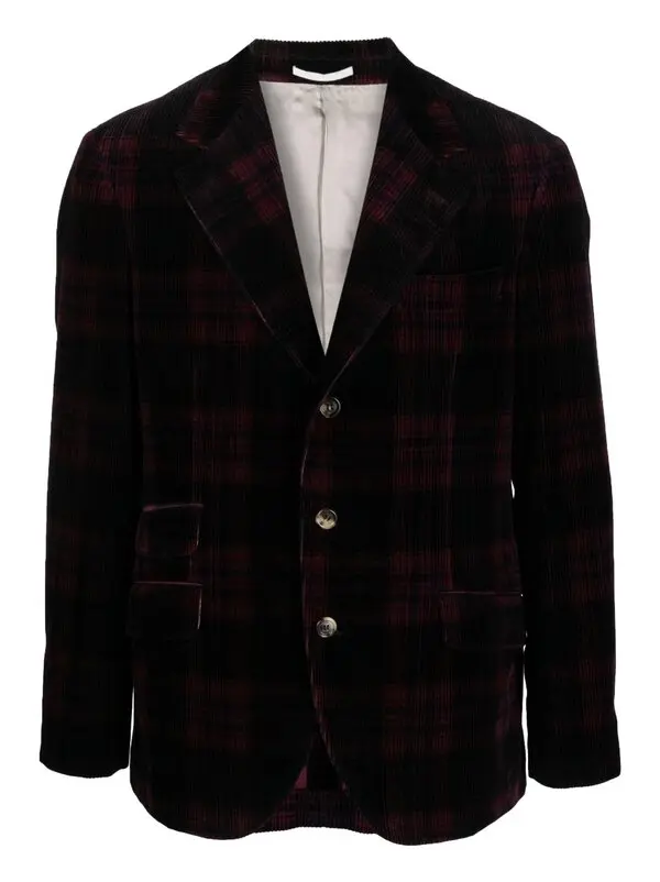 Brunello Cucinelli Prince Of Wales Check Corduroy Blazer - Red