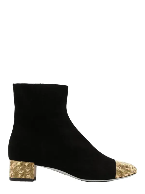 Rene Caovilla 40mm Rhinestone-embellished Suede Boots - Black