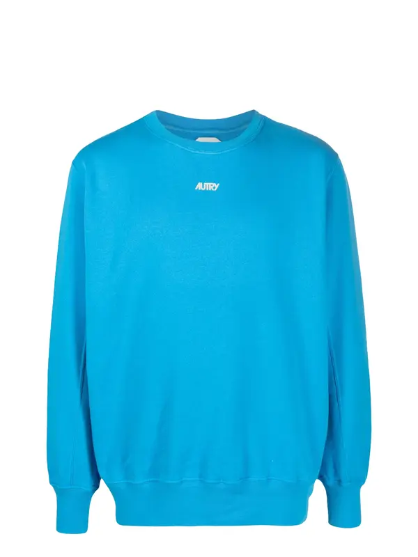 AUTRY Logo-flocked Cotton Sweatshirt - Blue
