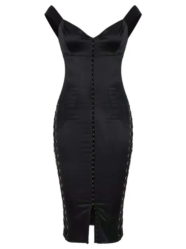 MURMUR Lace-up Corset Dress - Black