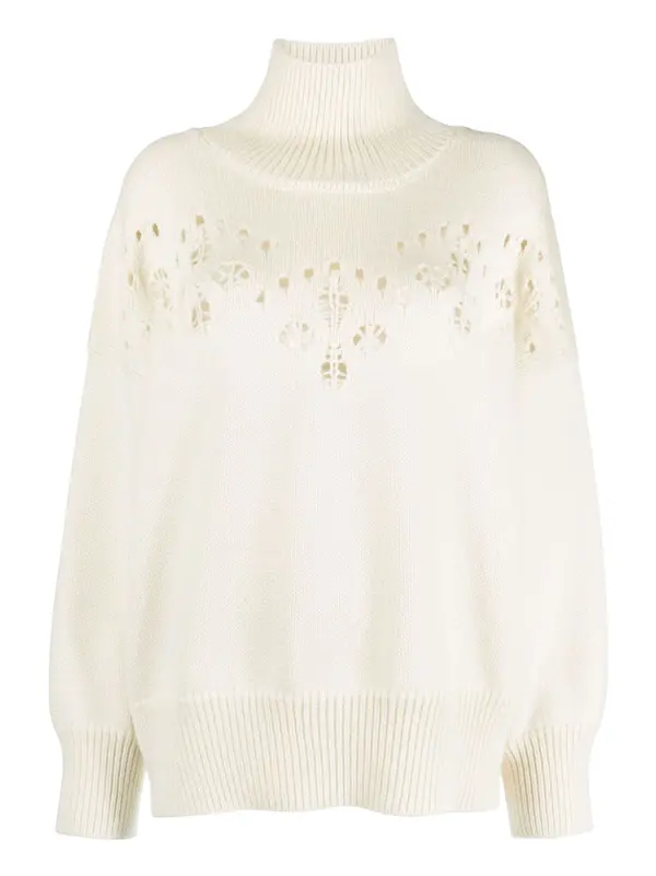 Chloé Pointelle-knit Wool Jumper - White