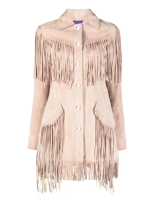 Philipp Plein Oversized Fringed Suede Shirt Jacket - Neutrals