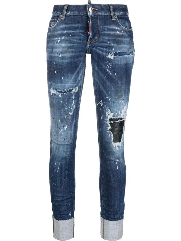 Dsquared2 Splatter-detail Skinny Jeans - Blue