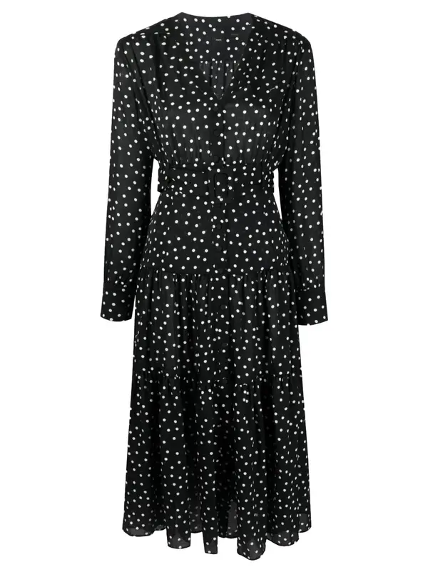 Pinko Polka-dot-print Belted Midi Dress - Black