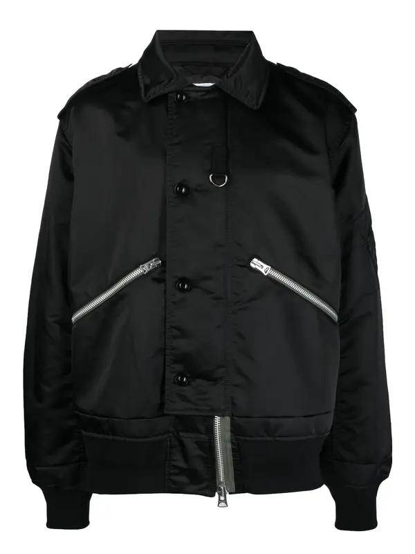 Sacai Zip-up Cotton-blend Bomber Jacket - Black