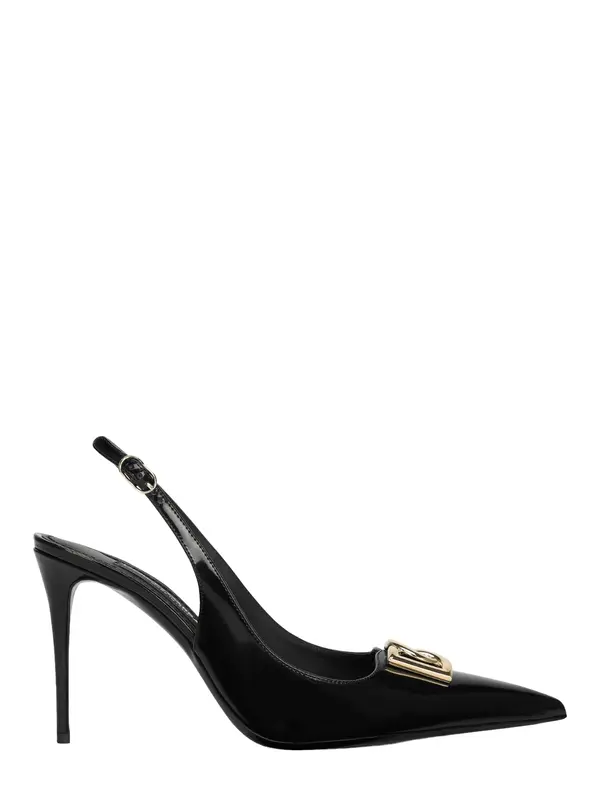 Dolce & Gabbana Logo Plaque Slingback Pumps - Black