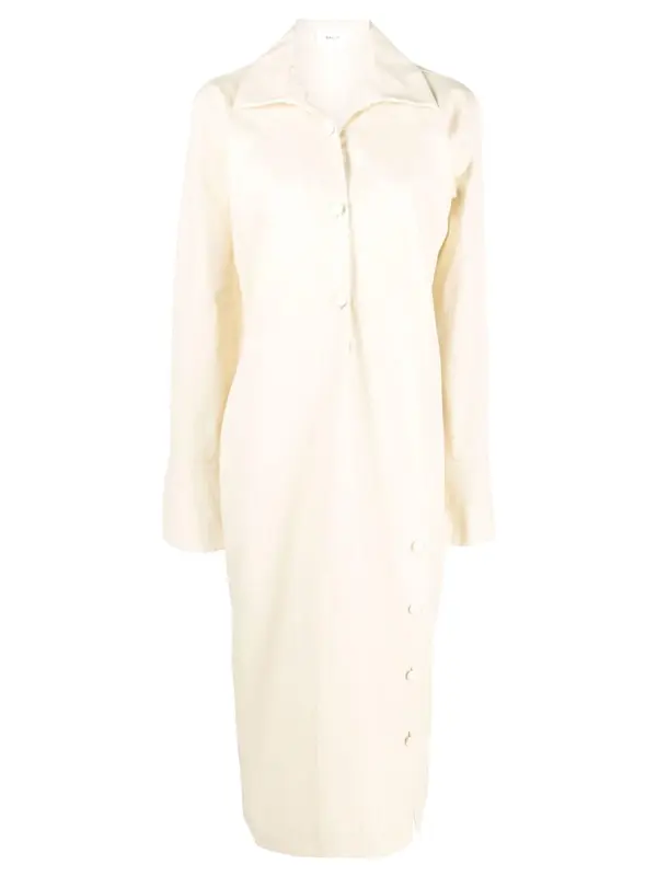 Bally Button-up Long-sleeved Dress - Neutrals