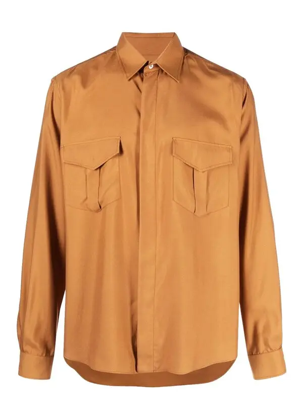 Bally Pointed-collar Silk Shirt - Brown