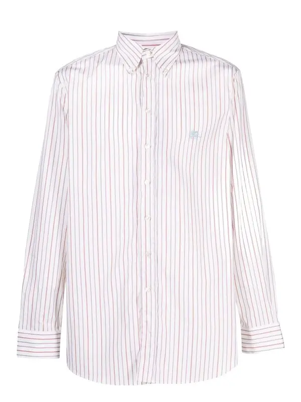 Etro Embroidered-logo Striped Shirt - White