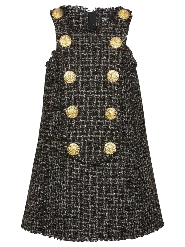 Balmain 10-buttons Swing Tweed Dress - Black