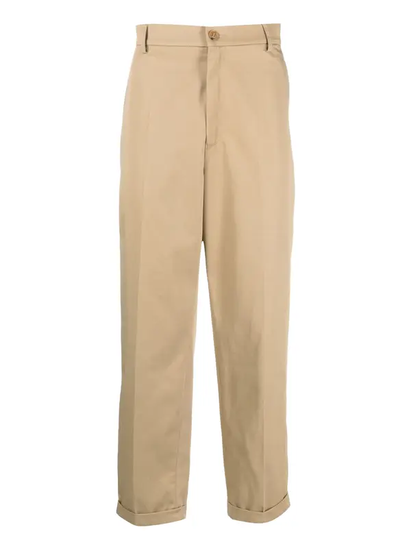 Kenzo Straight-leg Cotton Trousers - Neutrals